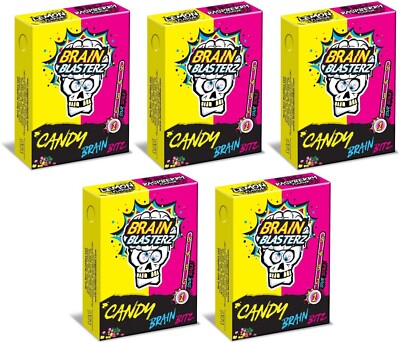 5x Brain Blasterz Lemon & Raspberry Flavor Sour Candy 45g Brain Bitz ...