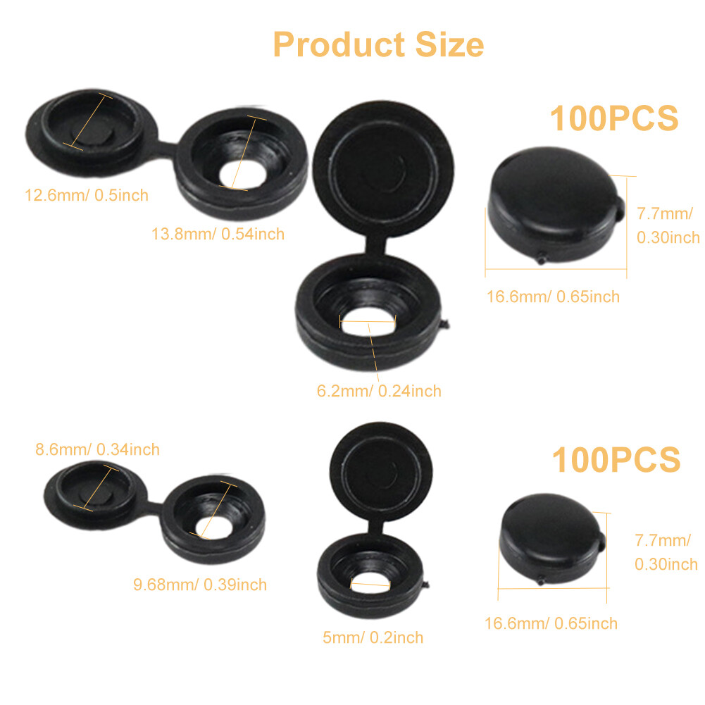 200pcs Universal Protective Screw Cap Hardware Decorative Cover 2 Sizes ...