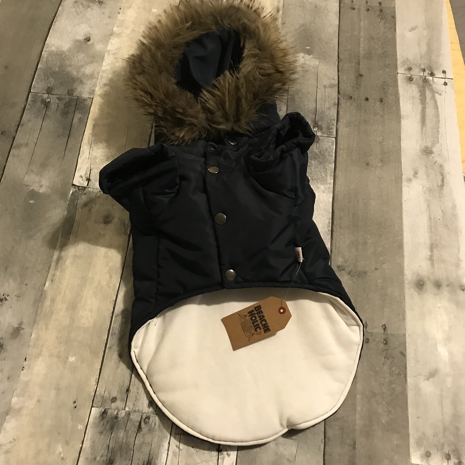 Beache Holic Dog Or Cat Parka Coat Removable Fur Hoodie Size L | eBay