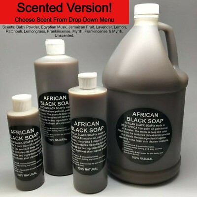 SCENTED Liquid Raw African Black Soap- 100% Pure Natural Organic Face ...