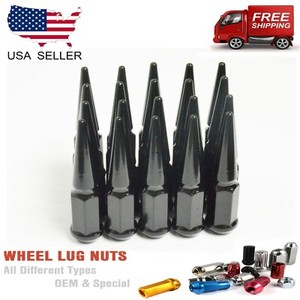 24PC 1/2x20 BLACK 4.5”SPIKE LUG NUTS FITS DODGE/CHEVY BLAZER JIMMY ...