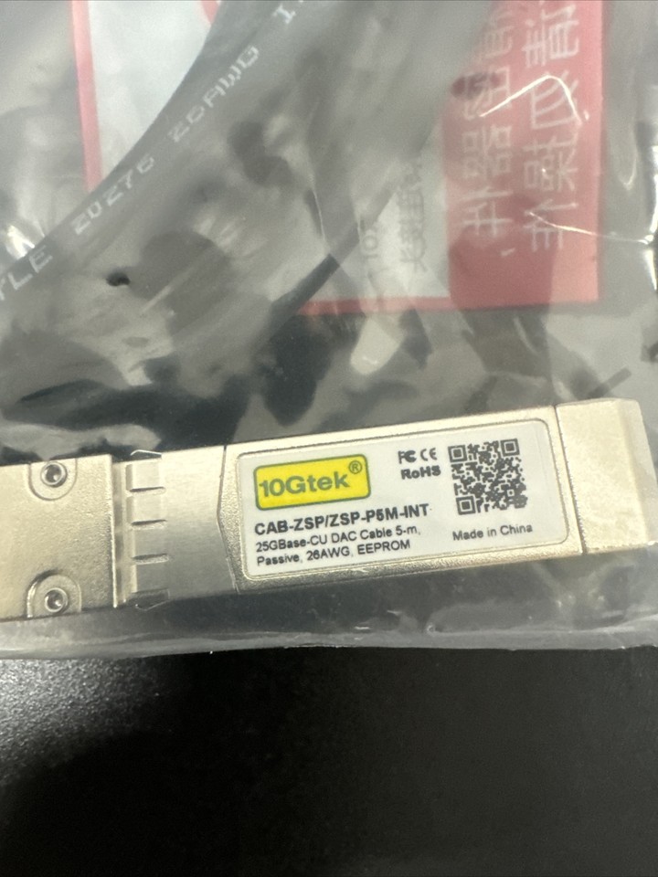10Gtek SFP28 Twinax Cable 25G SFP DAC EEPROM 30~26AWG 16ft (5m) CAB-ZSP ...