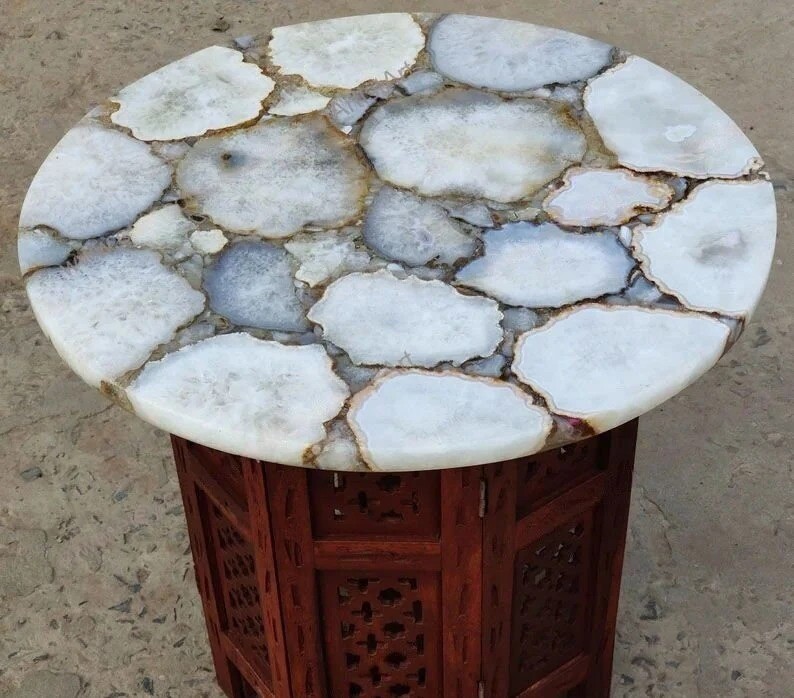 Round Agate Stone Coffee Table Center Table Corner Table | eBay
