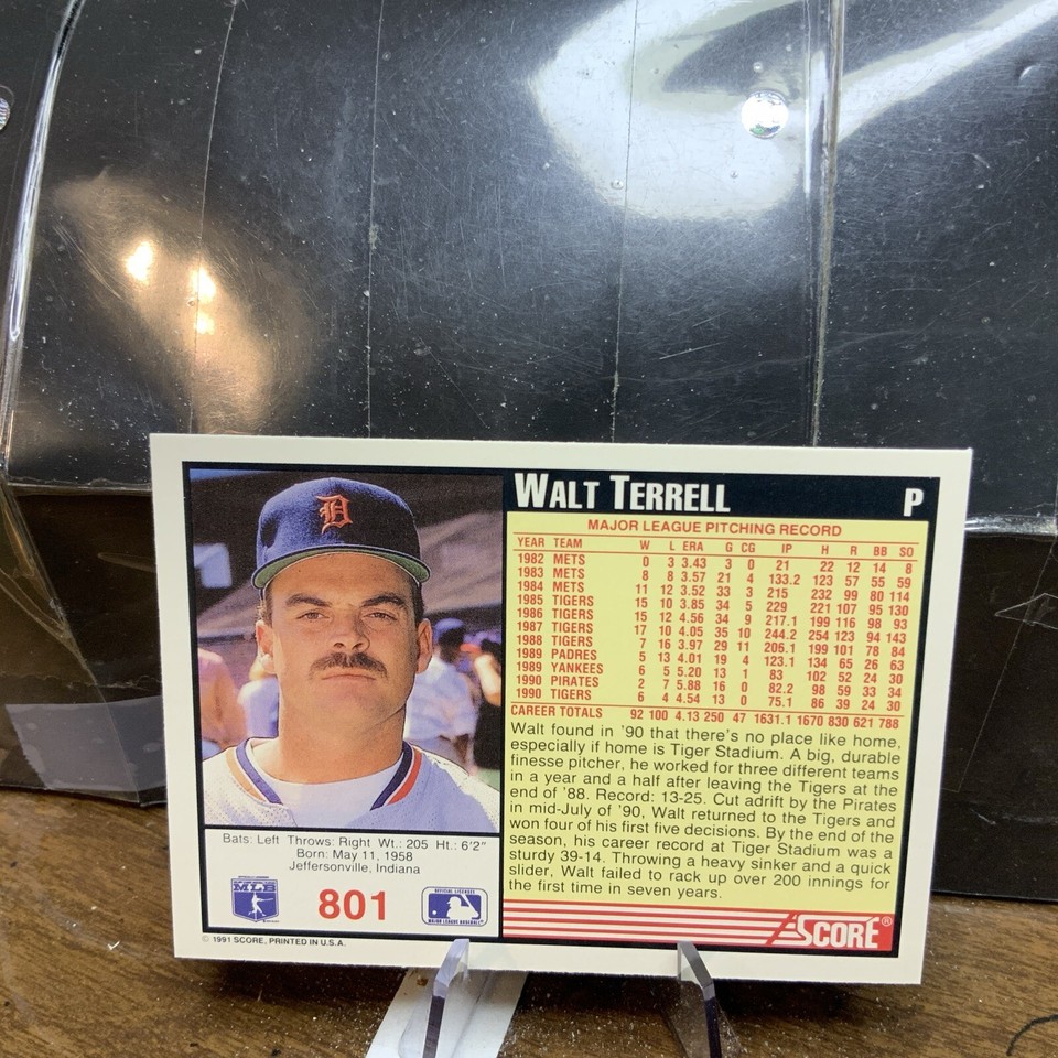 1991 Score Baseball Card #801 Walt Terrell | eBay
