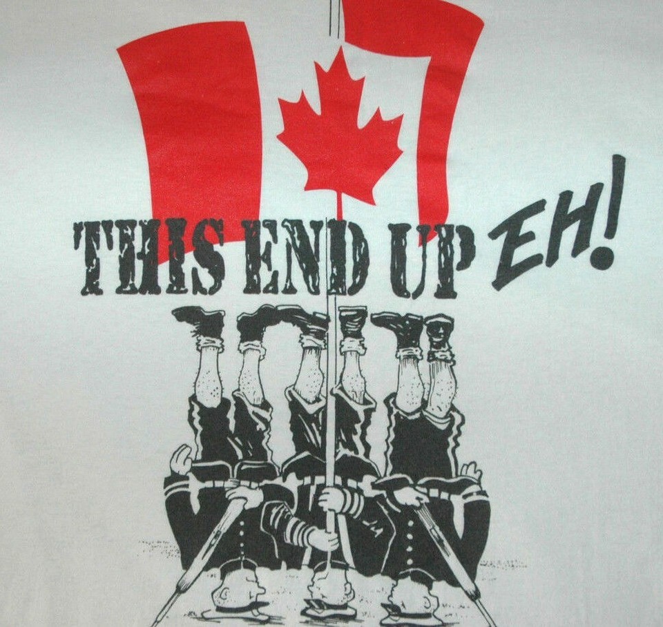 Vtg CANADIAN EH! T Shirt RARE Funny JOKE Canada GUARD Military FLAG Tee ...