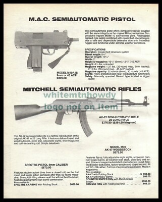 1989 M.A.C. MAC Model M10A1S Pistol & MITCHELL AK-22 Rifle w/M70 AK-47 ...