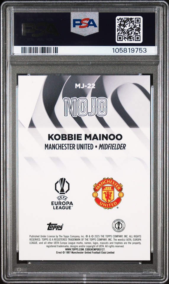 2024-25 Topps Uefa Club Competitions Mojo Chrome #MJ22 Kobbie Mainoo ...