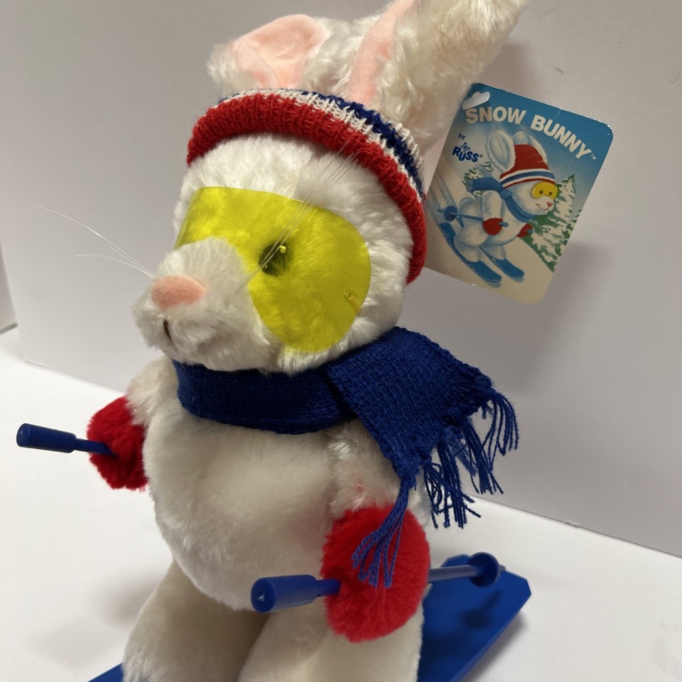 10" Russ Snow Bunny Skiing Bunny Plush w/Ski's & Poles *NEW W/TAGS ...