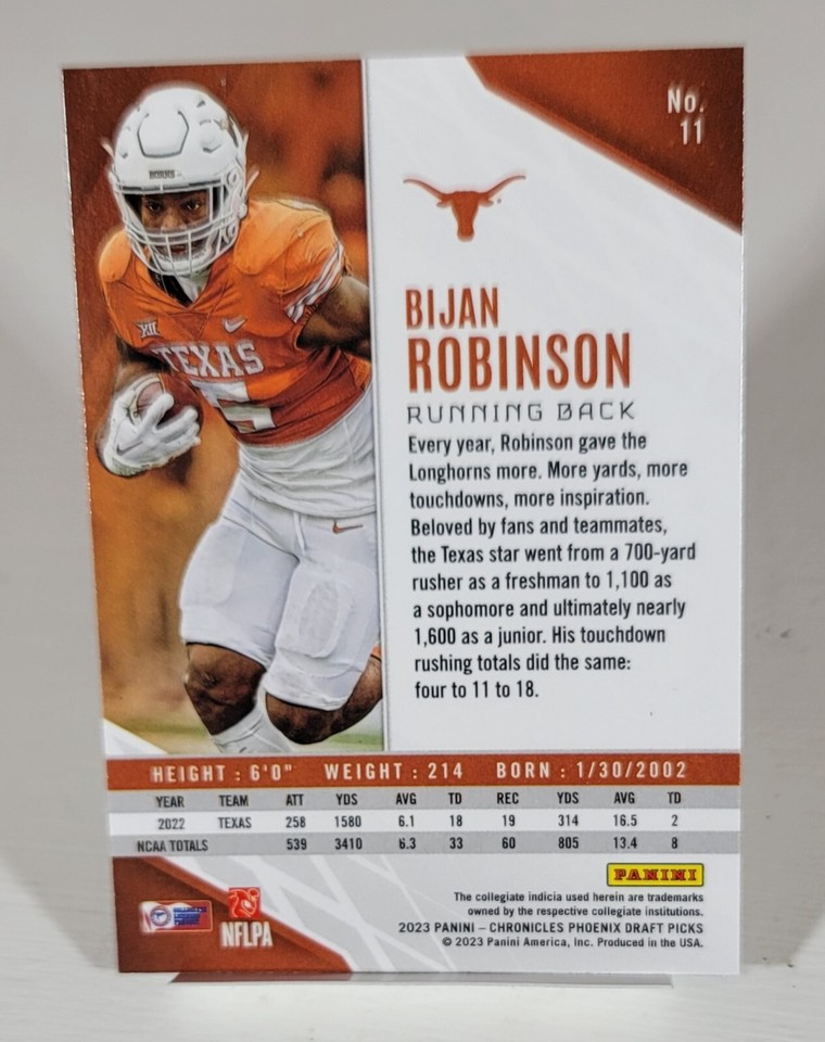 2023 Panini Chronicles Phoenix Draft Picks RC #11 Bijan Robinson | eBay