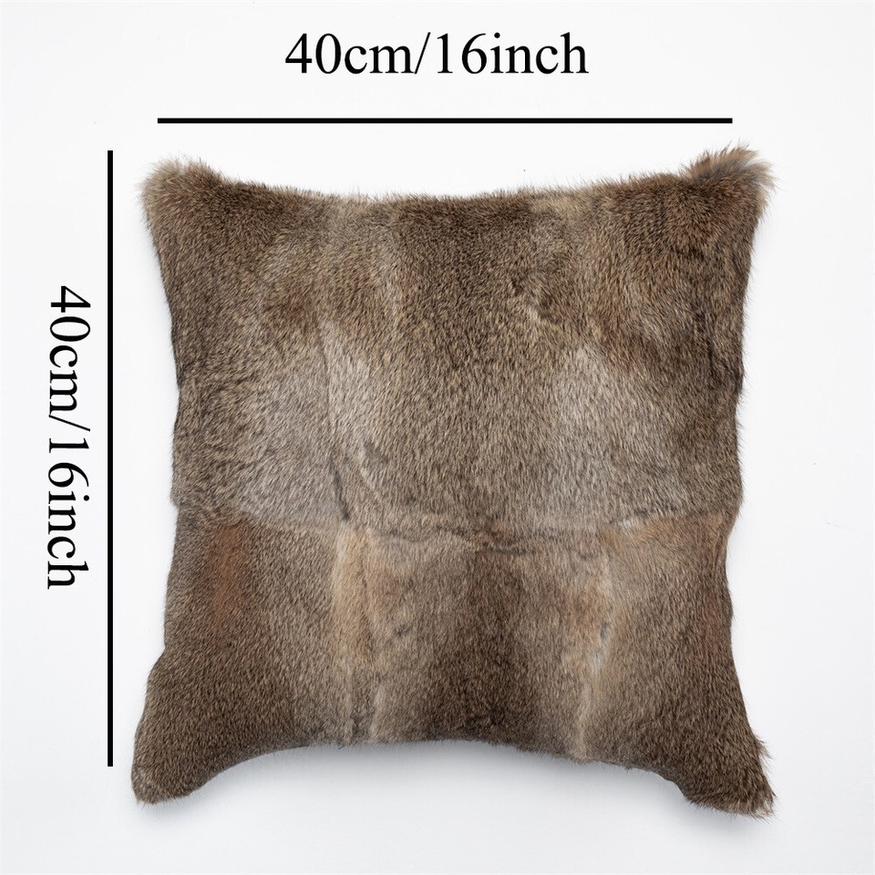 4X Luxury Natural Rabbit HIDE Fur Pillow Case Throw Fur Cushion Cover ...