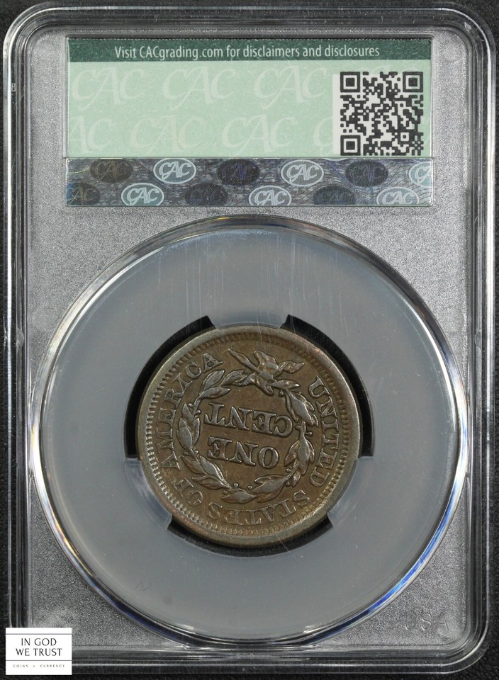 1851 Braided Hair Copper Large Cent 1C CACG XF Details CAC - Cleaned | eBay