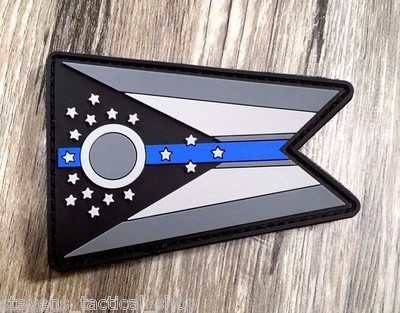 Subdued Thin Blue Line Ohio State Flag PVC Patch, Law Enforcement | eBay