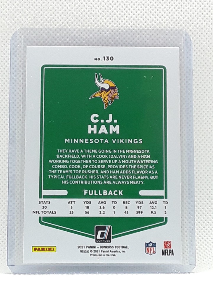 C.J. Ham 2021 Donruss Football - #130 PREMIUM - Minnesota Vikings | eBay
