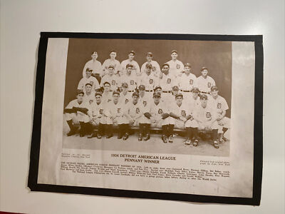 1934 Detroit Tigers Baseball Team Photo AL Pennant Greenberg, Cochrane ...