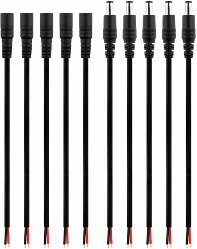DC Barrel Power Plug Pigtail Cable 2.1mm x 5.5mm Male Female Jack ...