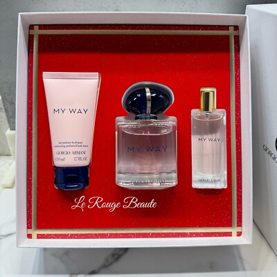 Giorgio Armani My Way Gift Set - 3oz EDP 0.5oz Travel Parfum 1.7oz Body ...
