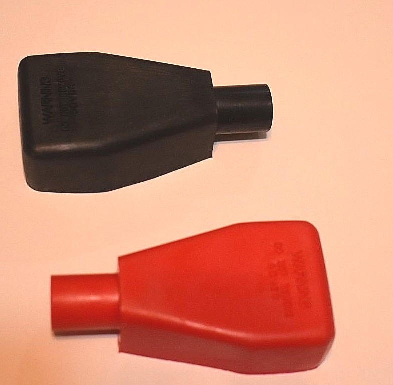 2 Top Post Battery Terminal Flexible Boot Cover Red / Black Fits 1-2 ...