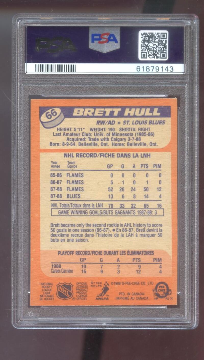 1988-89 O-Pee-Chee #66 Brett Hull Rookie RC OPC OPeeChee PSA 7 Graded ...