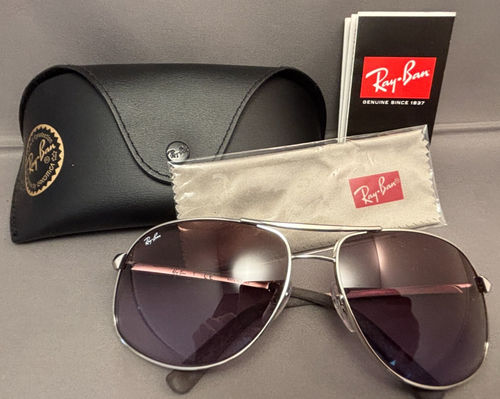 Ray-Ban RB3387 003/68 64mm Silver Brown Gradient Grey Aviator With Case ...