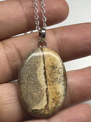 Sterling Silver Agate Pendant Necklace 21” | eBay