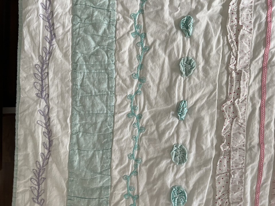Pottery Barn Kids Bailey Ruffle Mermaid Quilt Twin Reversible +Sham ...