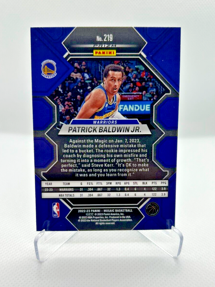 Patrick Baldwin Jr. RC - 2022-23 Panini Mosaic Green Mosaic #219 ...