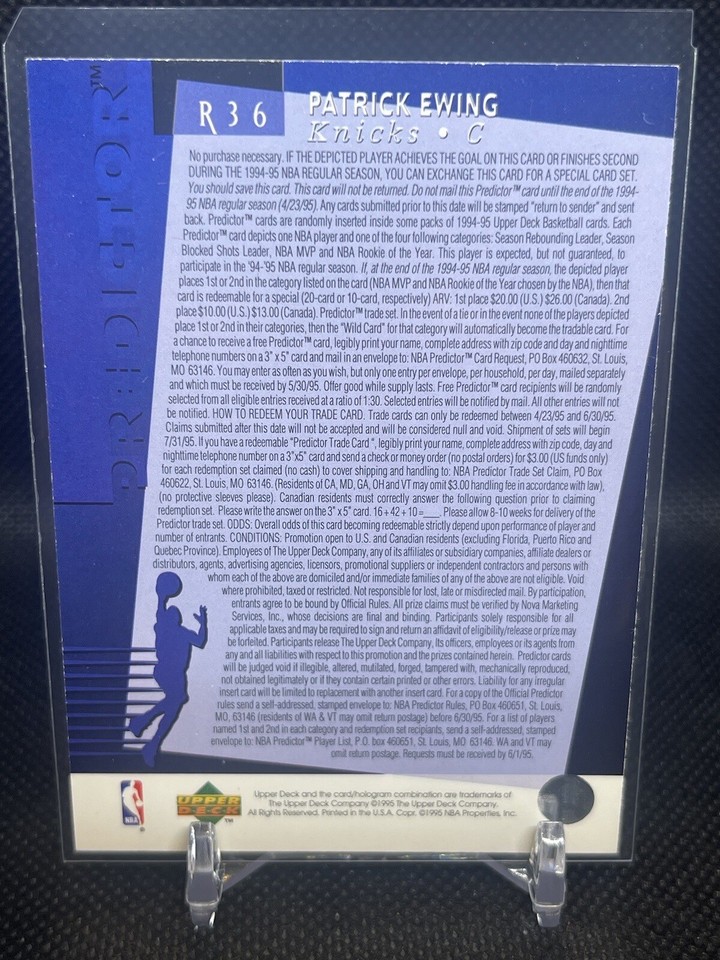 1994-95 Upper Deck - Retail Redemption Predictor #R36 Patrick Ewing | eBay