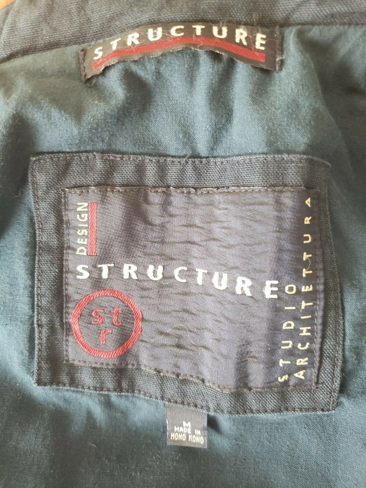 Structure Studio Men's Blue Denim Jacket with Brown Leather trim, Size ...