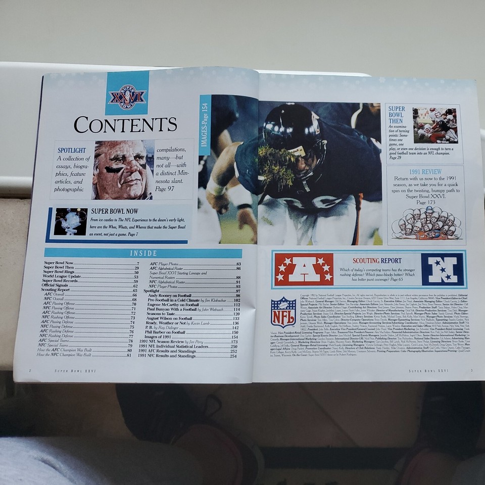 SUPER BOWL XXVI OFFICIAL GAME PROGRAM - REDSKINS VS. BILLS @ METRODOME ...