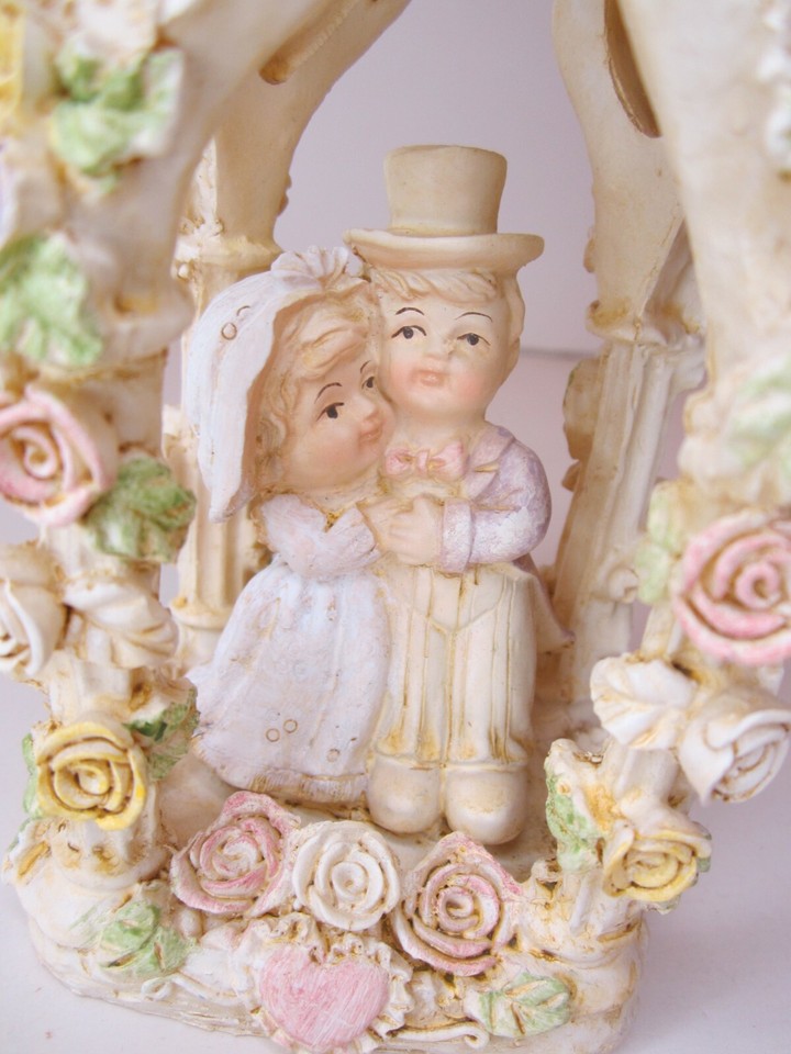 Arch Wedding Cake Topper Bride Groom White Pink Purple Green Roses ...