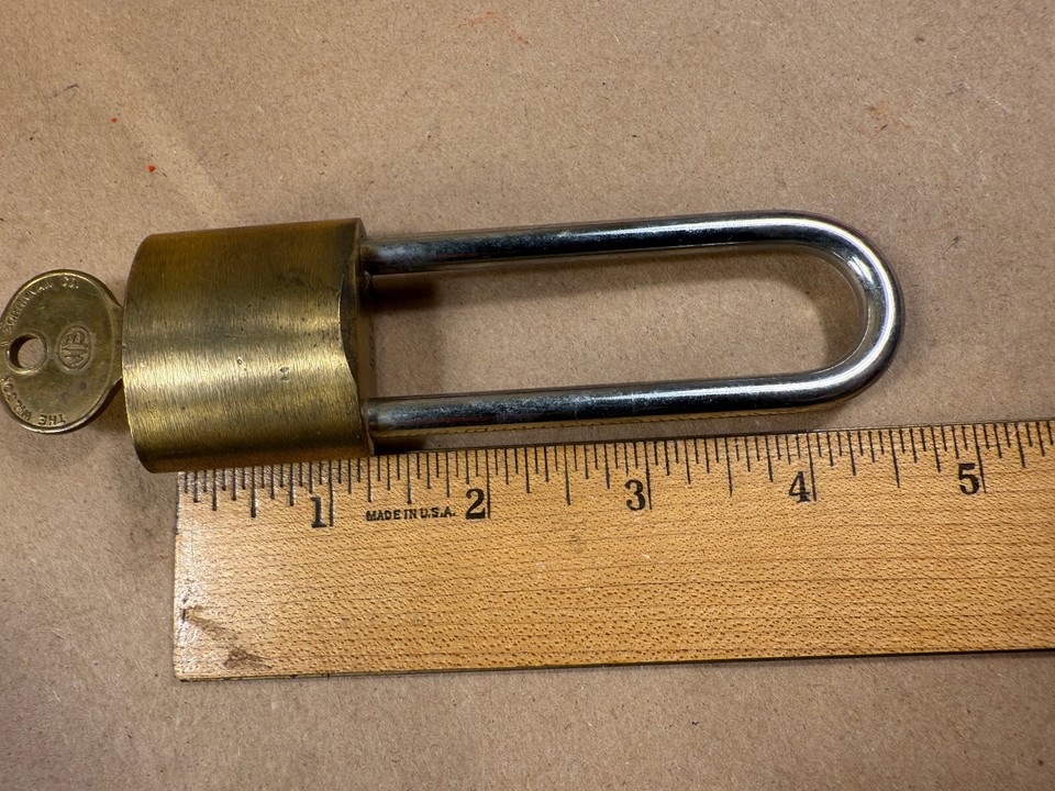 Vintage Set 10 Wilson Bohannan WB Brass Padlocks w/ keys -long 3" x 3/4 ...