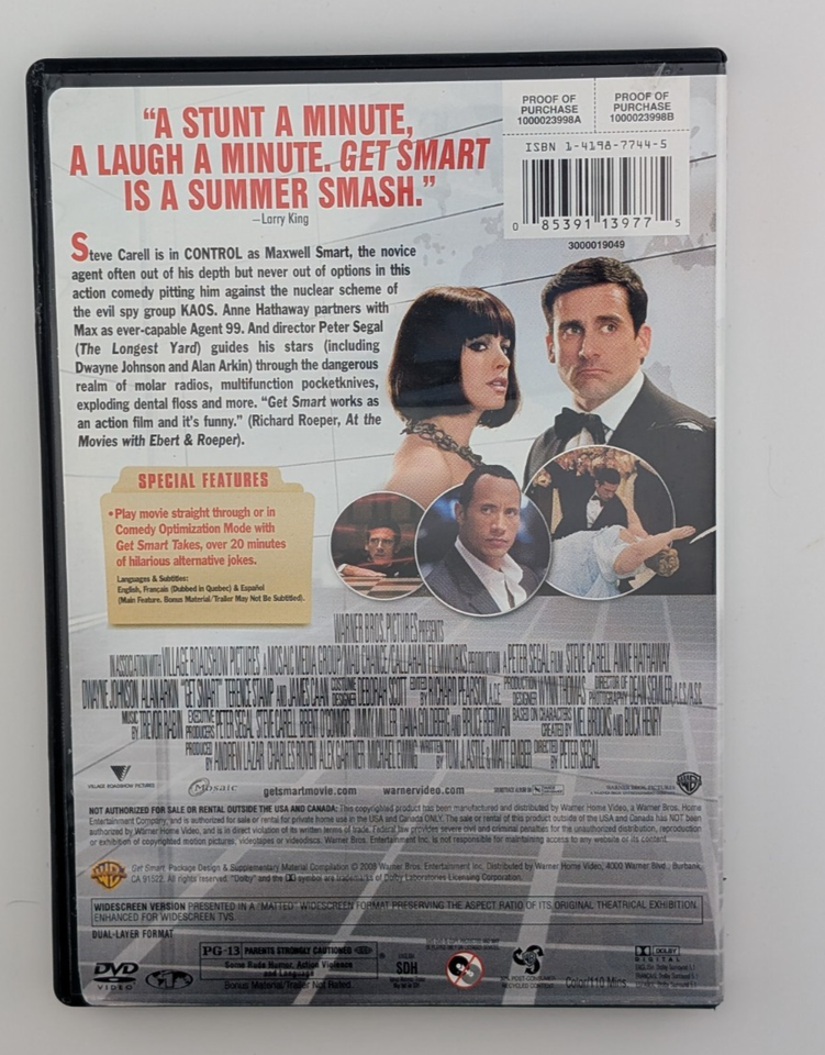 Get Smart DVD Widescreen Edition 2008 Comedy Steve Carell Anne Hathaway ...