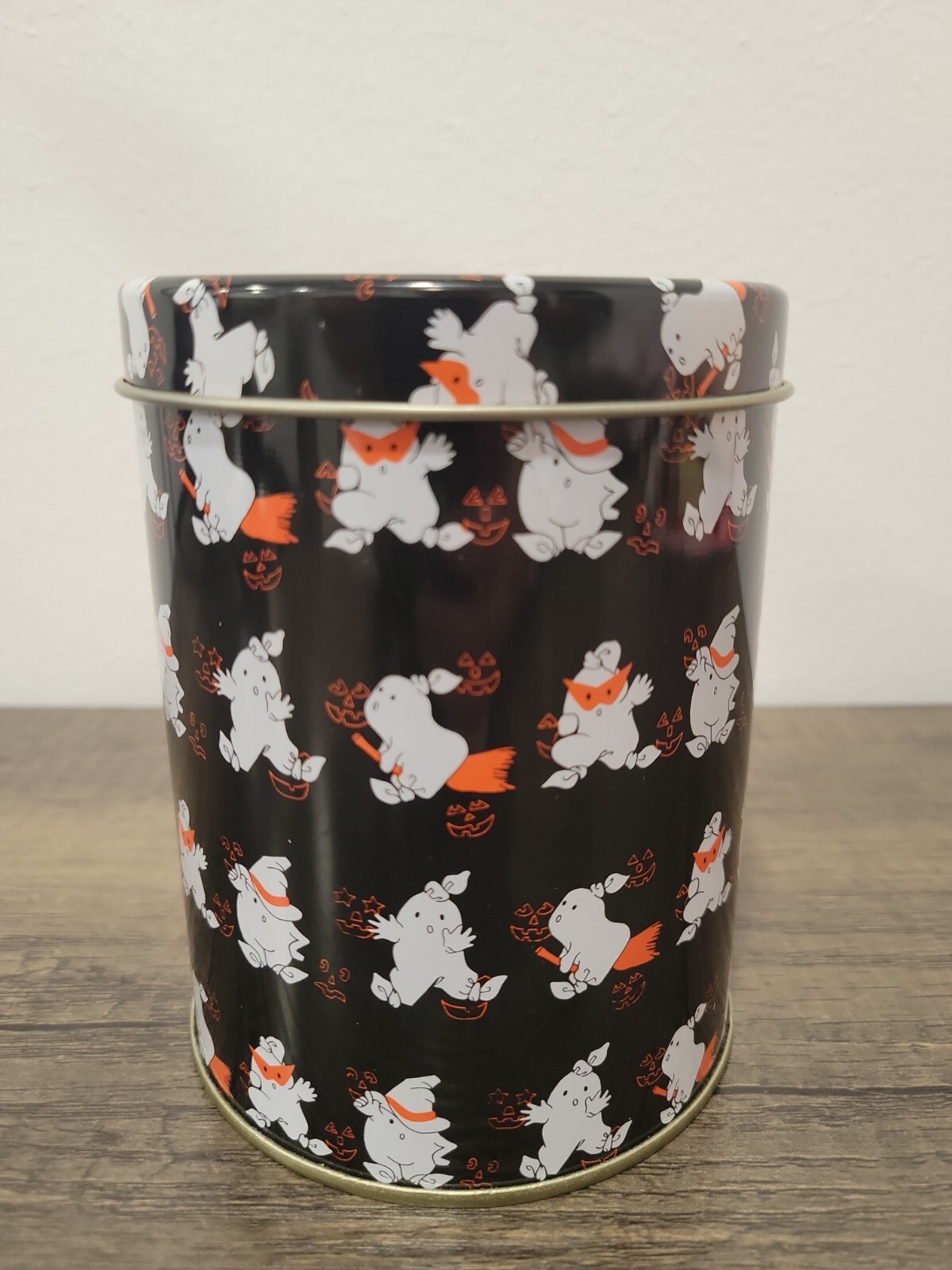 Halloween Ghost Tin Cylinder Black White Orange | eBay