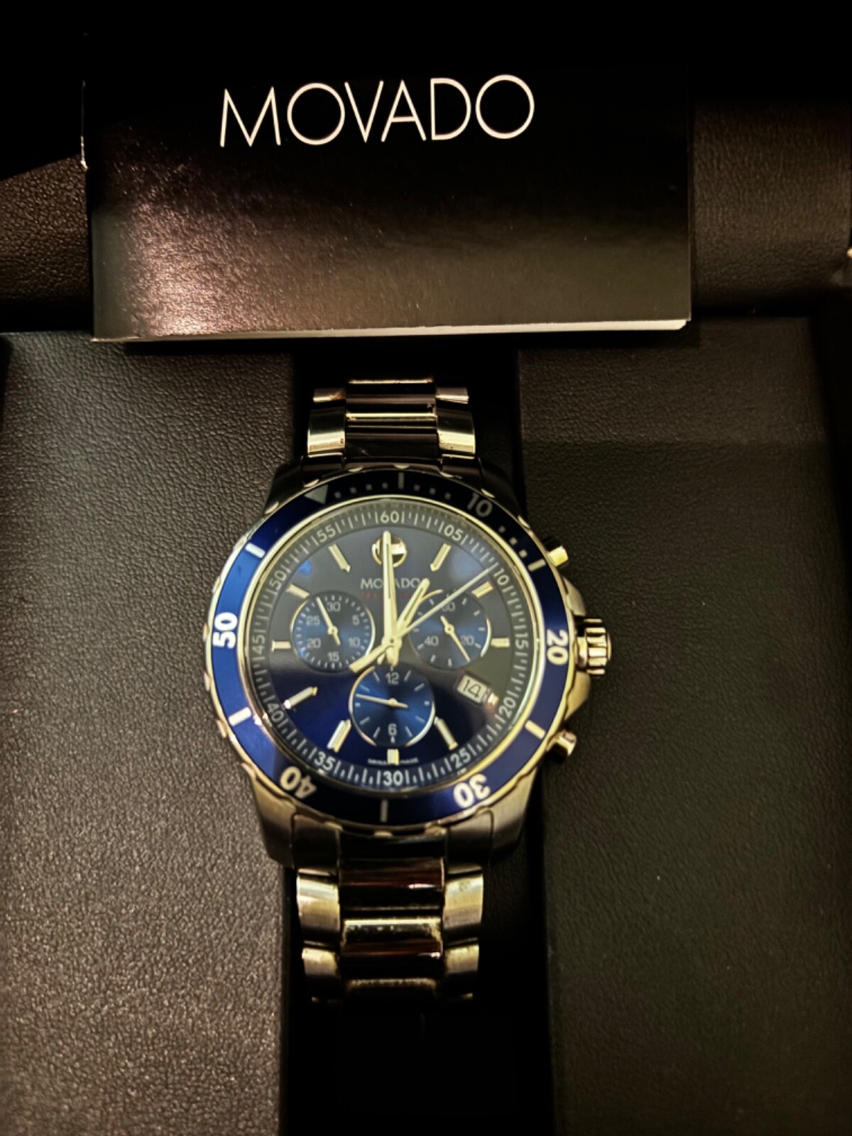 Movado 2600158 Series 800 Swiss Men's Blue Dial Automatic Watch Box ...