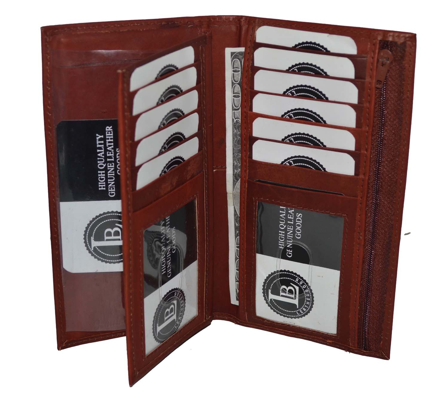 Leatherboss Genuine Leather Checkbook Cover Wallet with Credit Card ...