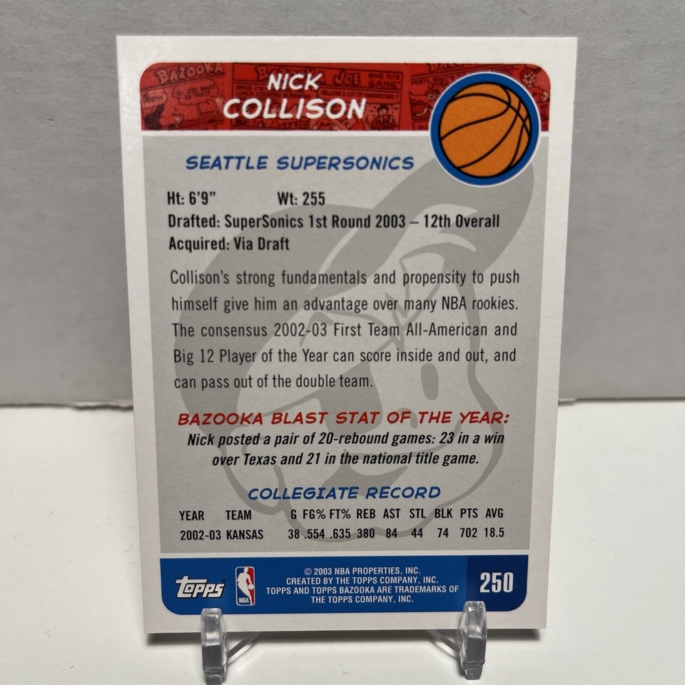 2003-04 Bazooka Nick Collison (Green Jersey) #250 Rookie Card RC ...