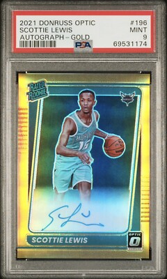 SCOTTIE LEWIS 2021-22 PANINI DONRUSS OPTIC RC ROOKIE GOLD PRIZM AUTO ...