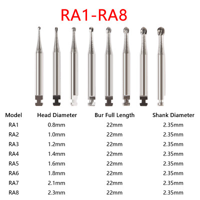 5 Pcs/Pack Dental RA Round Carbide Burs For Slow Low Speed Latch Type ...