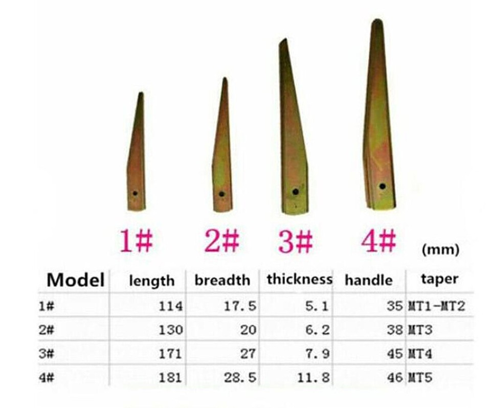 Milling Machine Drift Key Set Morse Taper 1, 2, 3 & 4# CNC Mill Tool ...