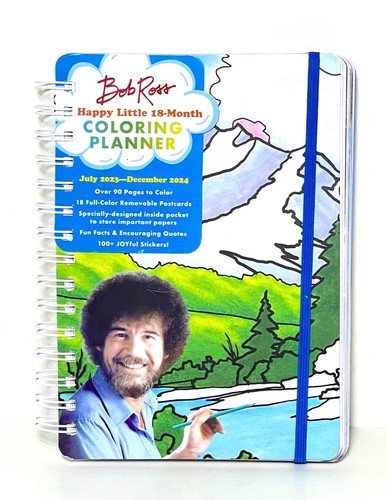 Bob Ross Happy Little 18-Month Coloring Planner : July 2023-December ...