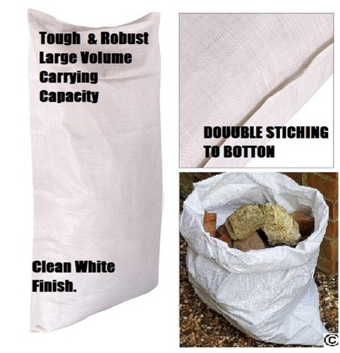 EXTRA LARGE WHITE WOVEN HEAVY DUTY DURABLE REUSABLE RUBBLE BAGS/SACK ...