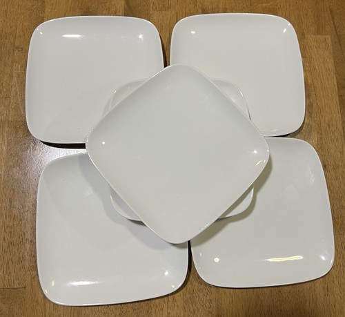 Stunning Square starter plates White Dishes 16.5cm Sq Excellent set of ...