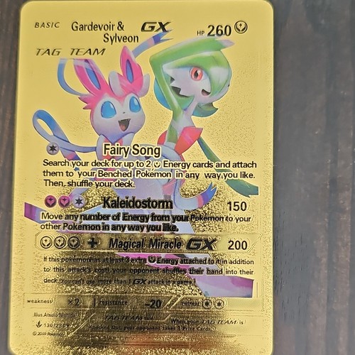 Pokémon Gardevoir & Sylveon GX Tag Team Gold Metal Card Basic 260HP | eBay