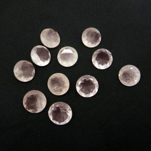 3MM -7MM NATURAL PINK ROSE QUARTZ ROUND CUT FACETED LOOSE GEMSTONE FOR ...