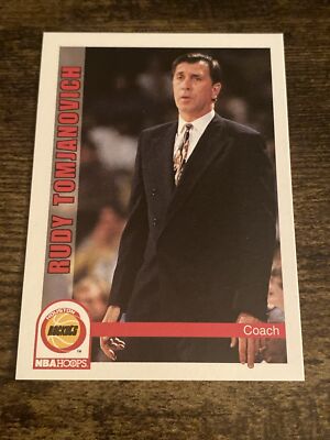 1992-93 Hoops Houston Rockets Basketball Card #248 Rudy Tomjanovich CO ...