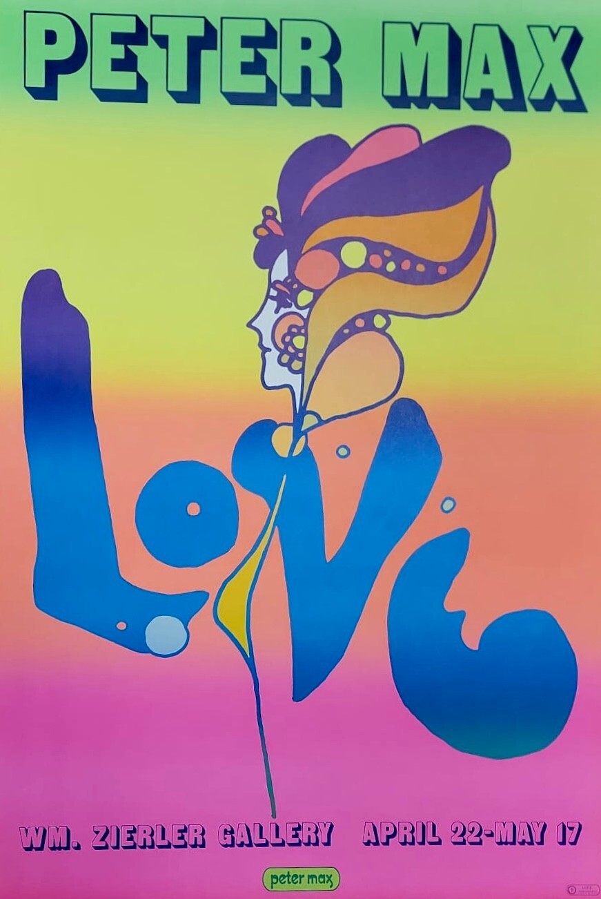 Peter Max Love 'D' Original 36 x 24 Exhibit Poster Pop Art Sixties 1968 Framed | eBay
