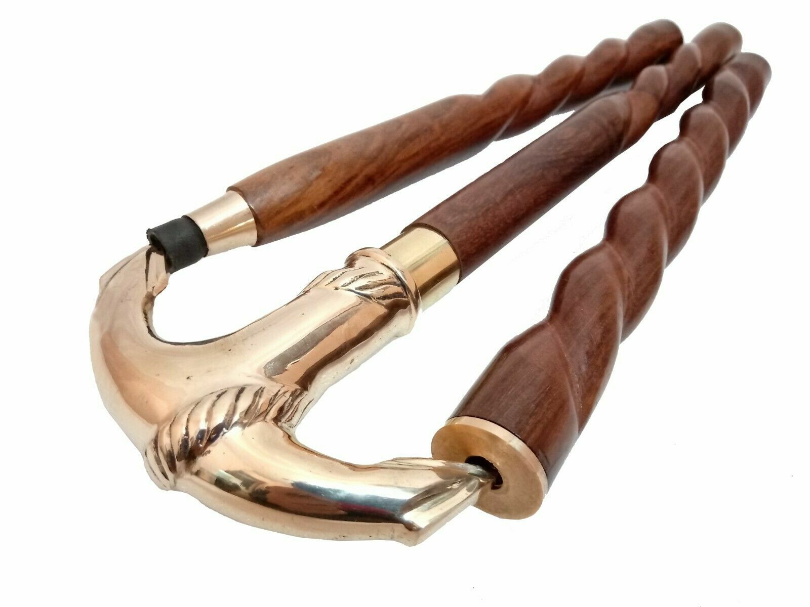 SOLID BRASS ANCHOR HANDLE WALKING STICK CANE, WOODEN … - Gem