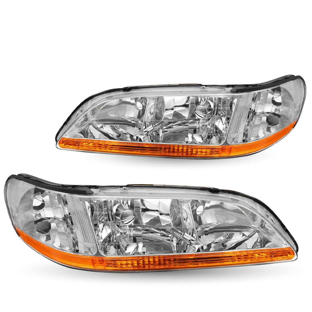 1998-2002 Honda Accord Chrome Amber Headlights Assembly Pair For 98-02 ...