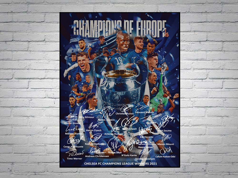 Chelsea FC Champions League Winners Champions 2020 2021 Signed A4 ...