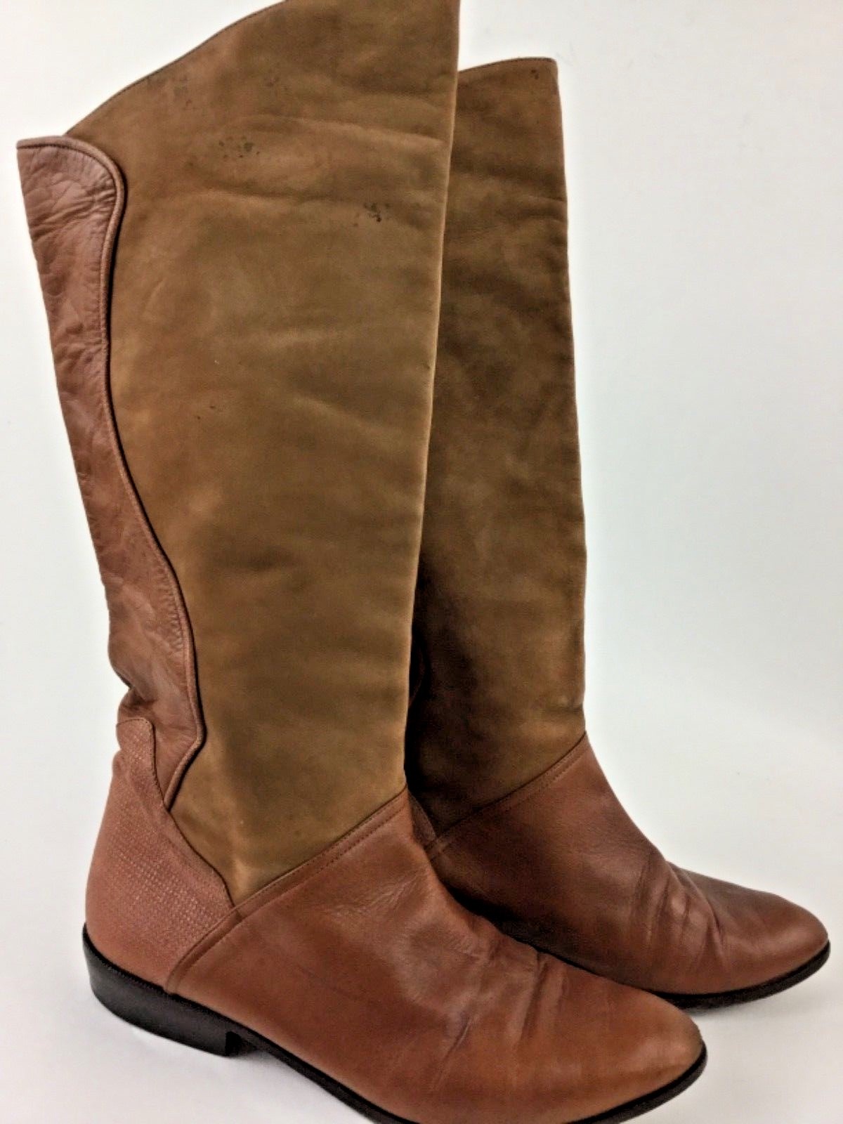 Chantal Boots Brown Leather Textured & Suede Made In … - Gem